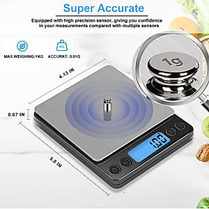 SKEAP Gram Scale 0.01g Accuracy, Food Scales Kitchen Digital Weight Grams & OZ, Jewelry Scale, High Accuracy Gram Scale, Digital Scale with Charging,Batteries and USB Cable Included