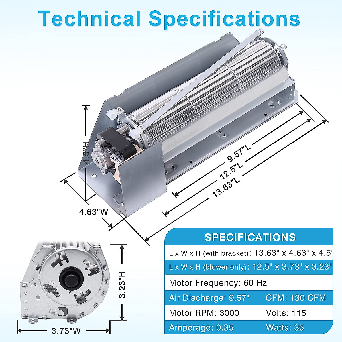 FBK-250 Fireplace Blower Fan Kit for Superior, Lennox Fireplaces, FBK250 Fireplace Blower Kit for Superior BC-36 DR-500CMN, Lennox MPD3530CNM IMDV3530CNM | HB-RB250 HBRB250 80L84 80L86 FBK Blower Kit