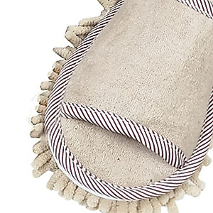 Leefasy Mop Slippers Men Women Cleaning Shoes Microfiber Mute Cleaner Detachable Practical Mopping Slippers Cleaning Sandals for Floor Polishing, Beige