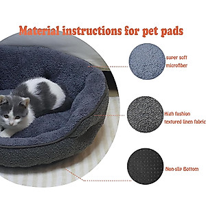 Small Dog Bed for Small Dogs, Cat Beds for Indoor Cats, Cute Round Dog Bed, Washable Dog Bed with Anti-Slip & Water-Resistant Bottom, Super Soft Pet Bed, Luxury Durable Puppy Bed Kitten Bed, Gray