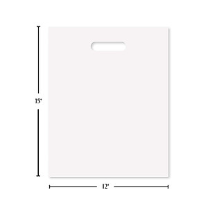 Clear Plastic Bag With Handles 12"x15" Clear Frosted Die Cut Plastic Bags With Handles 100 Pack for Merchandise, Retail, Gifts, Trade Show and More (12"x15")
