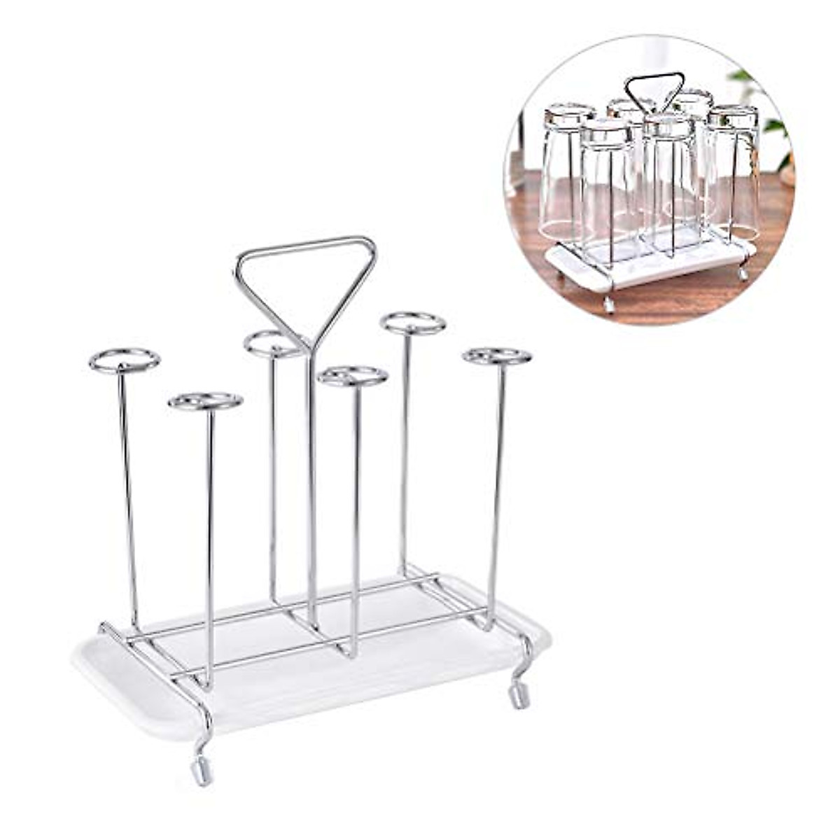 Hemoton Iron Glass Cups Draining Holder Coffee Mugs Hanging Stand Rack Drying Shelf Kitchen Organizer