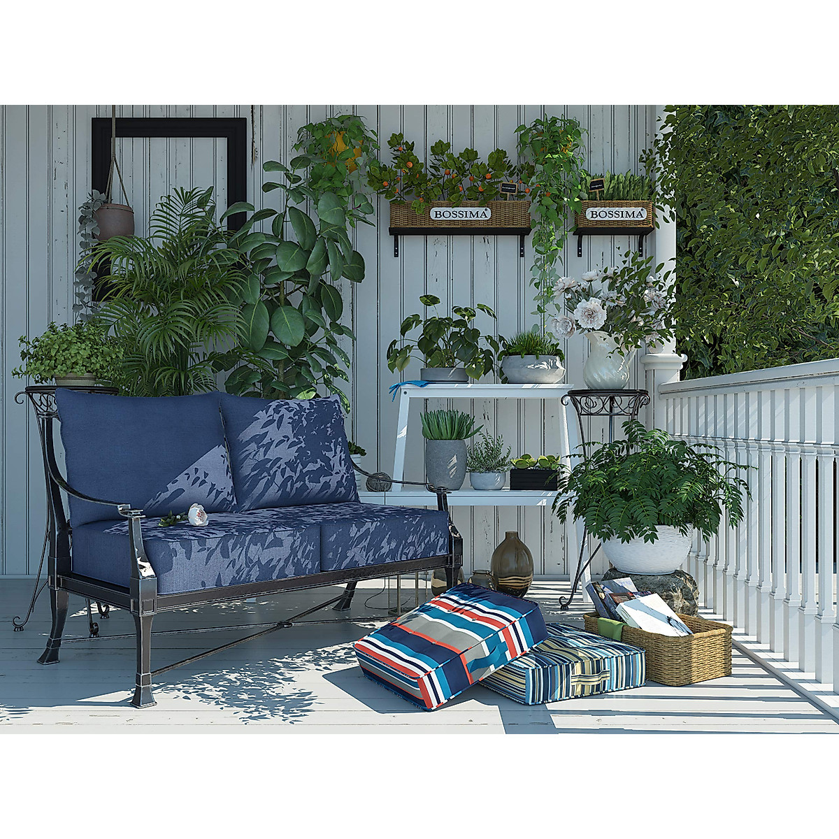 BOSSIMA Cushions for Patio Furniture, Outdoor Water Repellent Fabric, Deep Seat Pillow and High Back Design,Sliver/Light Grey