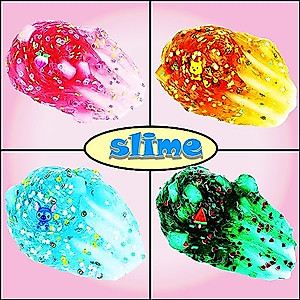 4 Packs of Jelly Cube Crystal Slime Kit, pre-Made Crisp Glue Boba Slime Party Gifts for Girls and Boys, DIY Kids Shimmer Clear Slime, Soft Stretch and Non-Stick Soft Putty Birthday Slime Toys