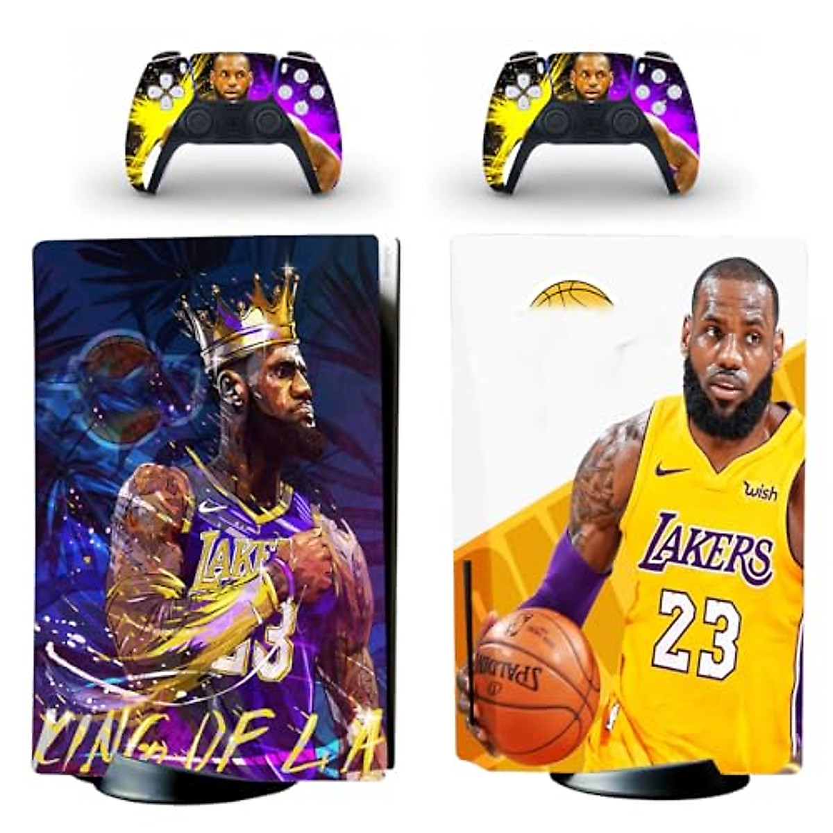 JOCHUI Console Decal Skin Vinyl Sticker Compatible with PS5 Disk Standard Console Controllers Wrap Skins Basketball Goat