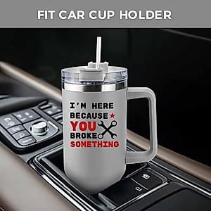 40 ounce insulated cup with handle, double-layer vacuum stainless steel material, equipped with straw, can keep warm or maintain cold drinks Hand-painted Letters Graffiti grey