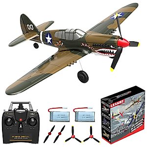 LEAMBE RC Plane 4 Channel Remote Control Airplane - Ready to Fly P-40 Warhawk RC Airplane for Beginners Adult with Xpilot Stabilization System & One Key Aerobatic