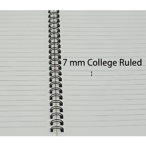 Yansanido Spiral Notebook, 6 Pcs A5 Thick Plastic Black Hardcover 7mm College Ruled 80 Sheets -160 Pages Journals for Study and Work (6 Black A5)