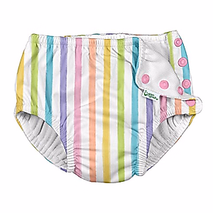green sprouts Girls' Reusable Absorbent Baby Swim Diapers, Rainbow Stripe, 4T
