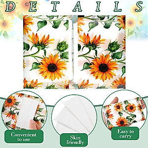 Geyee 50 Packs Facial Tissue Travel Packs Disposable Pocket Tissues for Wedding Guest Travel School Purse Home Supplies, 500 Sheets 3 Ply(Sunflower)