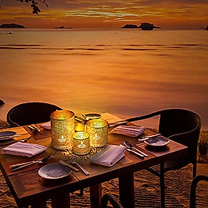 Lazy Gifts Set of 3 White and Gold Metal Decorative Nesting Hurricane Candle Holders. Elegant Style Centerpiece - add Accents to Weddings, Functions and Home décor with These Large Candle Holders