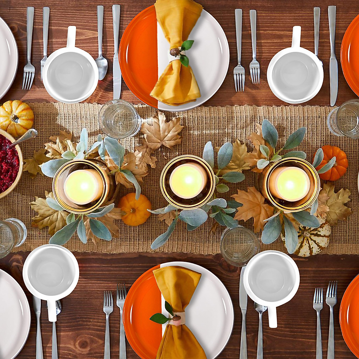 Ursword Novelty Half Glaze Ceramic Coffee Cup Set, 4 Pcs, 16oz, Microwave Safe Tableware, White-Orange