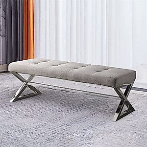 Homelegance Metal Base Bench, Grey