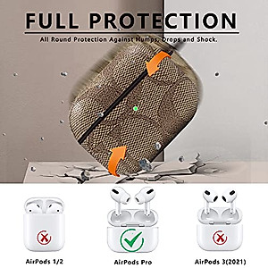 Case for AirPods Pro Case,6 in 1 Fashion Luxury PU Shockproof Anti-Slip Protective Cover Accessories Set for Airpod Pro Charging Case with Keychain/Ear Hook/Watch Band Holder/Anti-Lost Strap(Brown)