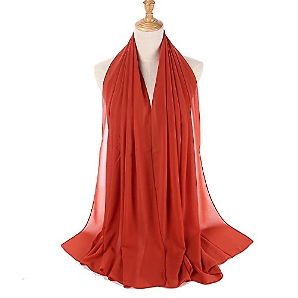 Hijab for Women Chiffon Hijab Scarf Solid Color Bubble Chiffon Long Shawl (TX Oragne)