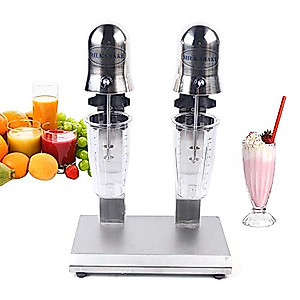 Electric Milkshake Maker Stainless Steel Milk Shake Machine Speed Adjustable Double Head Drink Mixer Beverage Equipment Smoothie Milk Foam Mixer Blender