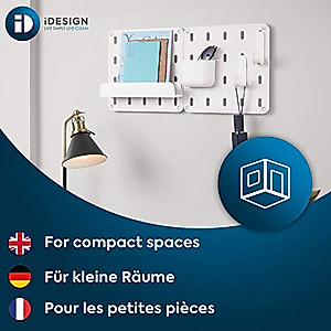 iDesign Cade BPA-Free Plastic Modular Hanging Pegboard Organizer Grid, 26" x 13" x 0.5", Matte White