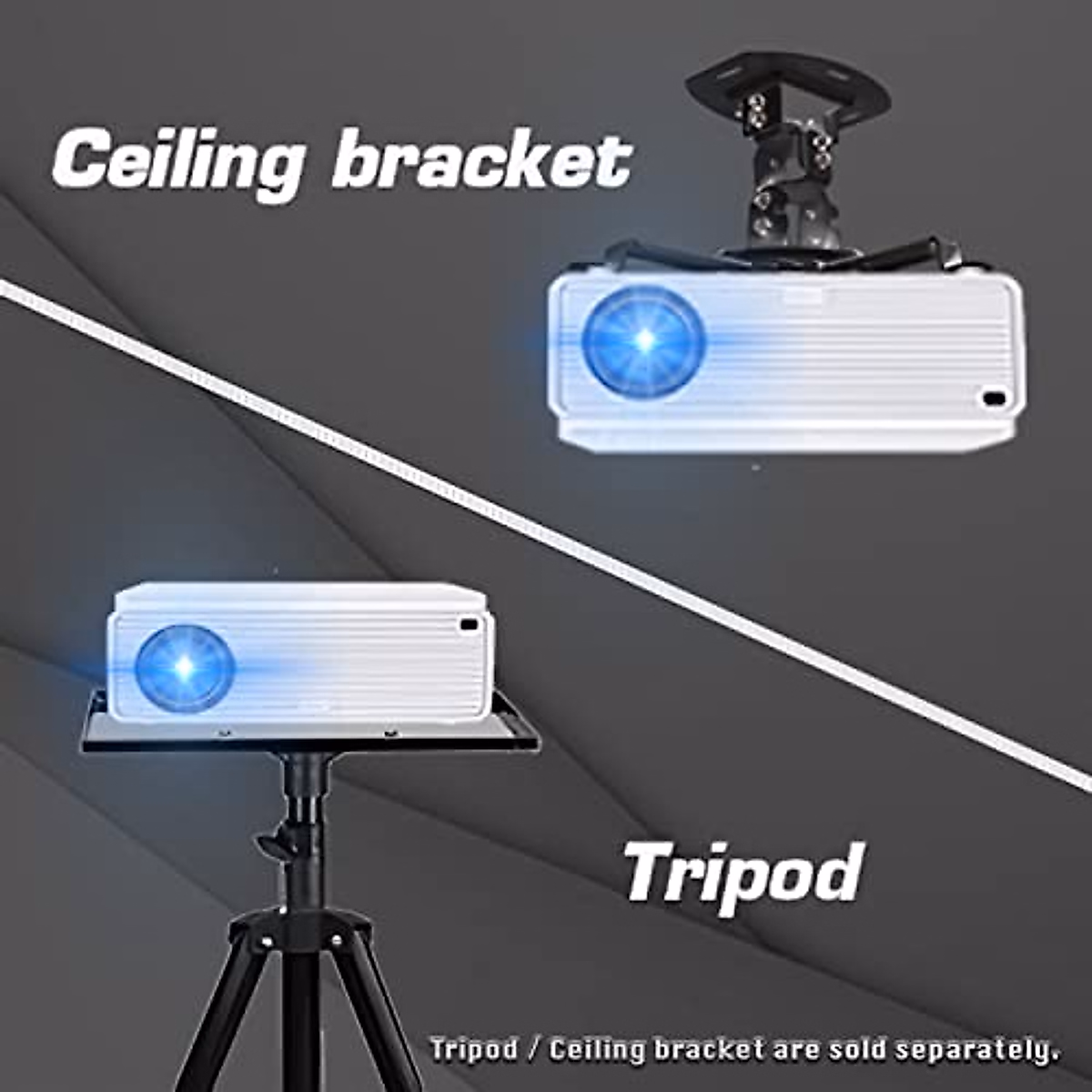 Native 1080p Projector, 5G WiFi Full HD 1920x1080p Video Beam, iOS/Android Mac Sync Screen, 300" for Movie Games, Compatible w/HDMI, VGA, USB, PC, DVD - White