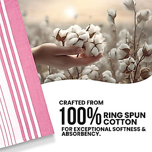 Candy Cottons Stripe Kitchen Towels Decor Mordern Design Centreband Dish Towels Boho Stripe Absorbent Festive Gift Set of 3 Pantry Reusable Kitchen Dish Towel|Easter Spring Decor 18x28 Inch Pink