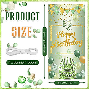 Sage Green Birthday Banner Decorations for Girls Women Sage Green Happy Birthday Door Cover Banner Light Green Birthday Banner Backdrop Porch Banner Sage Green Birthday Party Supplies for Baby Shower