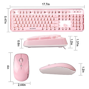SADES V2020 Pink Wireless Keyboard with Round Keycaps,2.4GHz Dropout-Free Connection,Long Battery Life,Cute Wireless Moues for PC/Laptop/Mac(Pink)