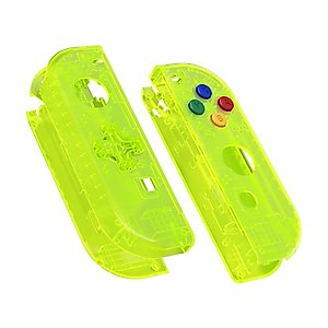 eXtremeRate Clear Lime Green Joycon Handheld Controller Housing (D-Pad Version) with Colorful Buttons, DIY Replacement Shell Case for Nintendo Switch Joy-Con – Controller NOT Included