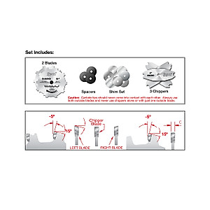 Freud SD206: 6" Pro Dado Set and Bosch TS1007 Dado Insert, Red