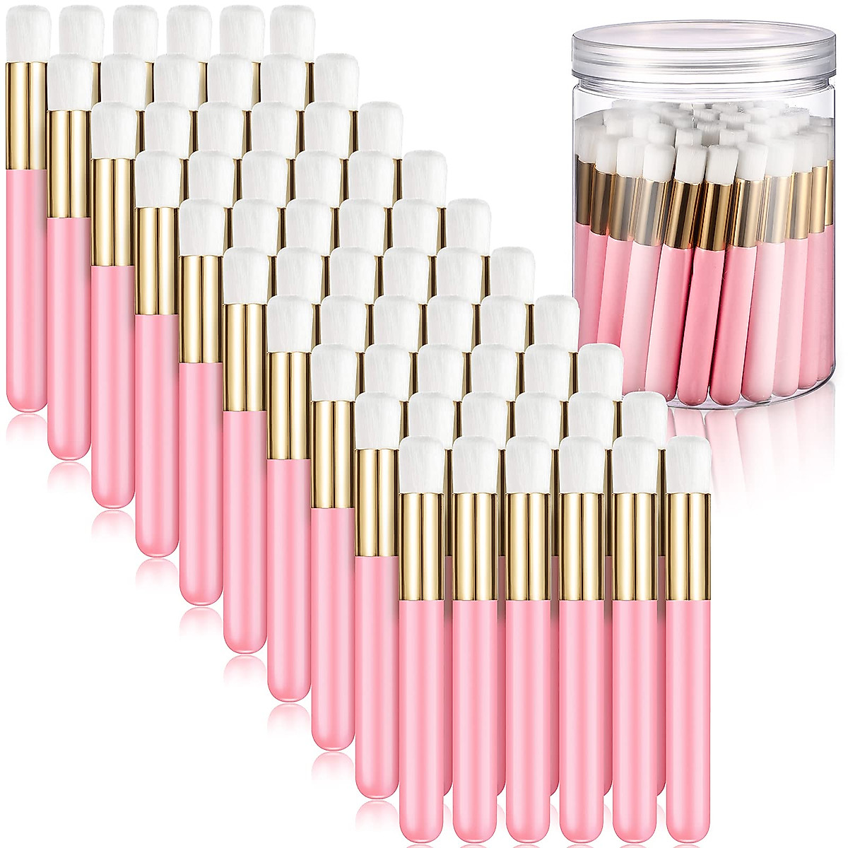 Patelai 60 Pieces Lash Shampoo Brushes with Container, Eyelash Extension Cleansing Brush Nose Pore Cleaning Tool Peel off Blackhead Removing Tool Cosmetic Lash Cleanser Facial Cleansing(Pink)
