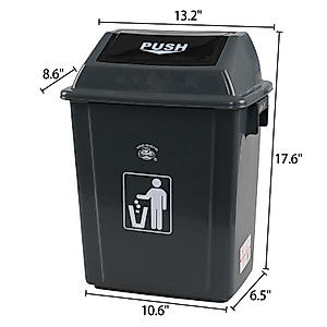 AnnkkyUS 6 Gallon Plastic Garbage Cans with Swing Lid, 4 Pack Grey Plastic Trash Can