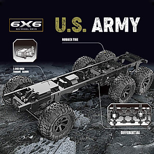 GoolRC RC Military Truck, 1:12 Scale 6WD Remote Control Car, 2.4GHz Army Cars All Terrain Off-Road Truck, Electric Toy Vehicle Gift for Adults