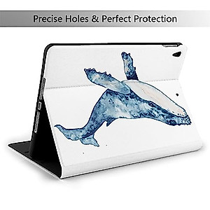 Blue Watercolor Ocean Whale Case Fit for IPad Air 3 Pro 10.5 Inch Case with Auto Sleep/Wake Ultra Slim Lightweight Stand Leather Cases