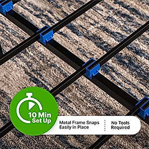 GhostBed Mattress Foundation & Box Spring in One - Metal Platform Bed Frame with Steel Slat Support, Fabric Cover & Headboard Brackets - Twin XL