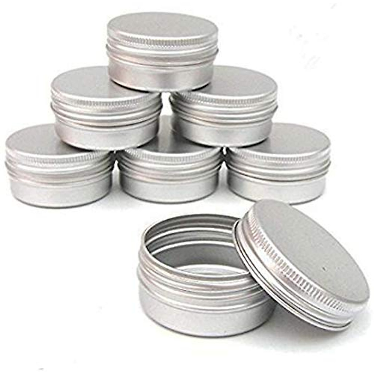 Healthcom 12 Pack 2 Oz/60ml Round Aluminum Tin Cans Screw Top Metal Lid Tins Makeup Cream Lip Balm Jars Empty Cosmetic Storage Sample Container Boxes Organization for Lip Balm Salve Crafts Spice Candles Tea Gifts,Silver