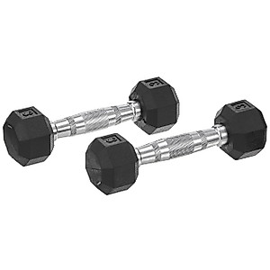 SPRI Dumbbells Hand Weights Set of 2-3 lb Rubber Hex Chrome Handle Exercise & Fitness Dumbbell for Home Gym Equipment Workouts Strength Training Free Weights for Women, Men