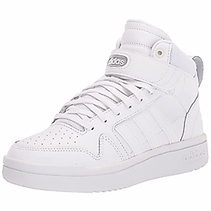 adidas Women's Postmove Mid Basketball Shoe, White/White/Grey One, 8