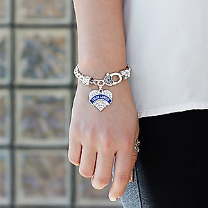 Inspired Silver - Colon Cancer Awareness Braided Bracelet for Women - Silver Pave Heart Charm Bracelet with Cubic Zirconia Jewelry