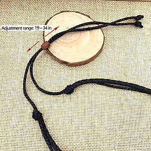 Braided Leather Necklace Vintage Style Double Layers Black Tribal Necklace with Charm Cross Pendant Black Cross