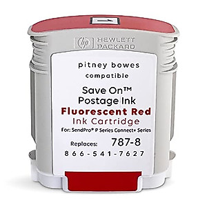 Save On Postage Ink 787-8 Compatible Pitney Bowes Postage Machine Red Ink- Cartridge for Sendpro P/Connect & Series Mailing System, 787 – 8 Red Fluorescent Ink Cartridge, Postage Meter Cartridge