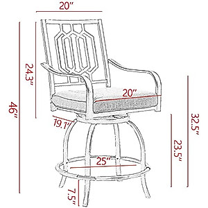 Ulax Furniture Outdoor 2-Piece Counter Height Swivel Bar Stools High Patio Dining Chair Set (Navy)