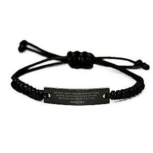 Bible Verse Rope Bracelet, Isaiah 26:3 You Will Keep Him In Perfect Peace, Whose Mind, Christian Encouraging Birthday Christmas Unique Gifts For Men Women Boys Girls Friends