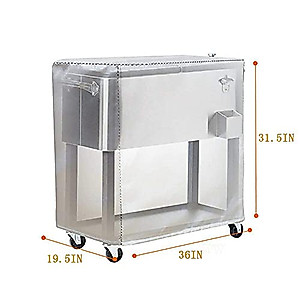 Patio Cooler Cart Cover Waterproof, 600D Outdoor Cooler Chest Cover Universal Fit Most 80 QT (Patio Cooler On Wheels, Beverage Cart, Rolling Ice Chest, Party Cooler), 36" L x 19.5" W x 31.5" H