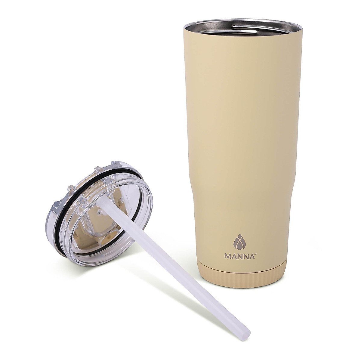 Manna Groove Stainless Steel Insulated Tumbler with Locking Tritan Lid and Flip-up Straw - 30 Oz - Dandelion Powder Coat