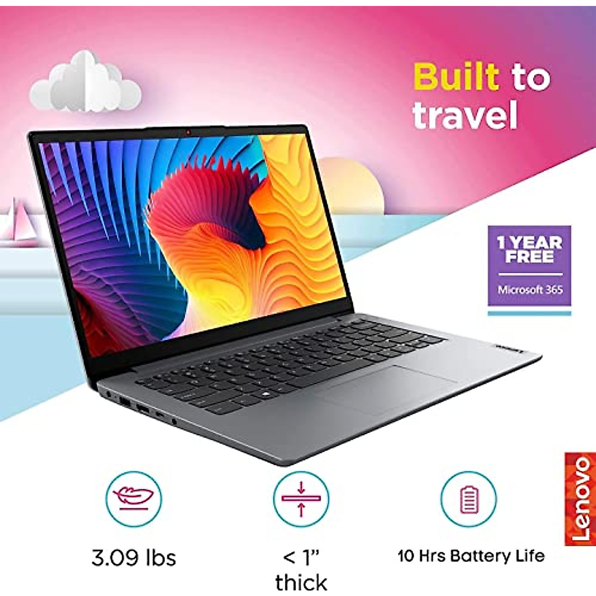 LENOVO 2022 Ideapad 1i 14.0" HD Student&Business Laptop, Intel Pentium N5030 Processor, 4GB RAM, 512GB SSD, Intel HD Graphics, HD Webcam, Gray, Win 11 Home, 1 Year Office 365, 32GB SnowBell USB Card