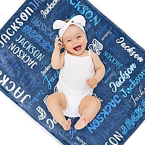 TVSNET Personalized Gifts for Christmas, Custom Blanket with Name for Women Men, Personalized Blanket for Baby Kids, Customized Baby Name Blanket, Baby Girl Boy Newborn Essentials