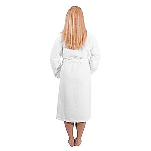 Classic Turkish Towels - Luxury Terry Cloth Robe for Men and Women, 100% Turkish Cotton, Soft and Plush, Long Unisex Bathrobe (White, Small-Medium)