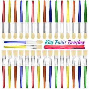Paint Brushes, Anezus 30 Kids Paint Brushes Bulk Children Paint Brushes Set with Jumbo Round Watercolor Paint Brush and Large Flat Craft Paint Brushes