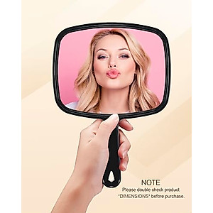 Gladmart Hand Mirror Salon Barber Hairdressing Handheld Mirror with Handle(Square Black 7.4 x 10.3 inches)
