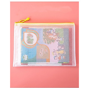 12 Pieces Mesh Zipper Pouch Document Folders Waterproof Plastic Mesh Bag for Business Makeup Board Game School Office Home Travel Storage