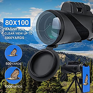 12x60 High Power Monocular Telescope for Smartphone, AMESEDAK Compact & Portable High Definition Monocular for Adults with Low Night Vision, High Powered Telescope with Smartphone Adapter