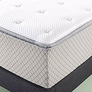 ZINUS 1.5 Inch Green Tea Pressure Relief Memory Foam Mattress Topper with Fitted Cover for Mattresses 12 Inches and under, Queen, White